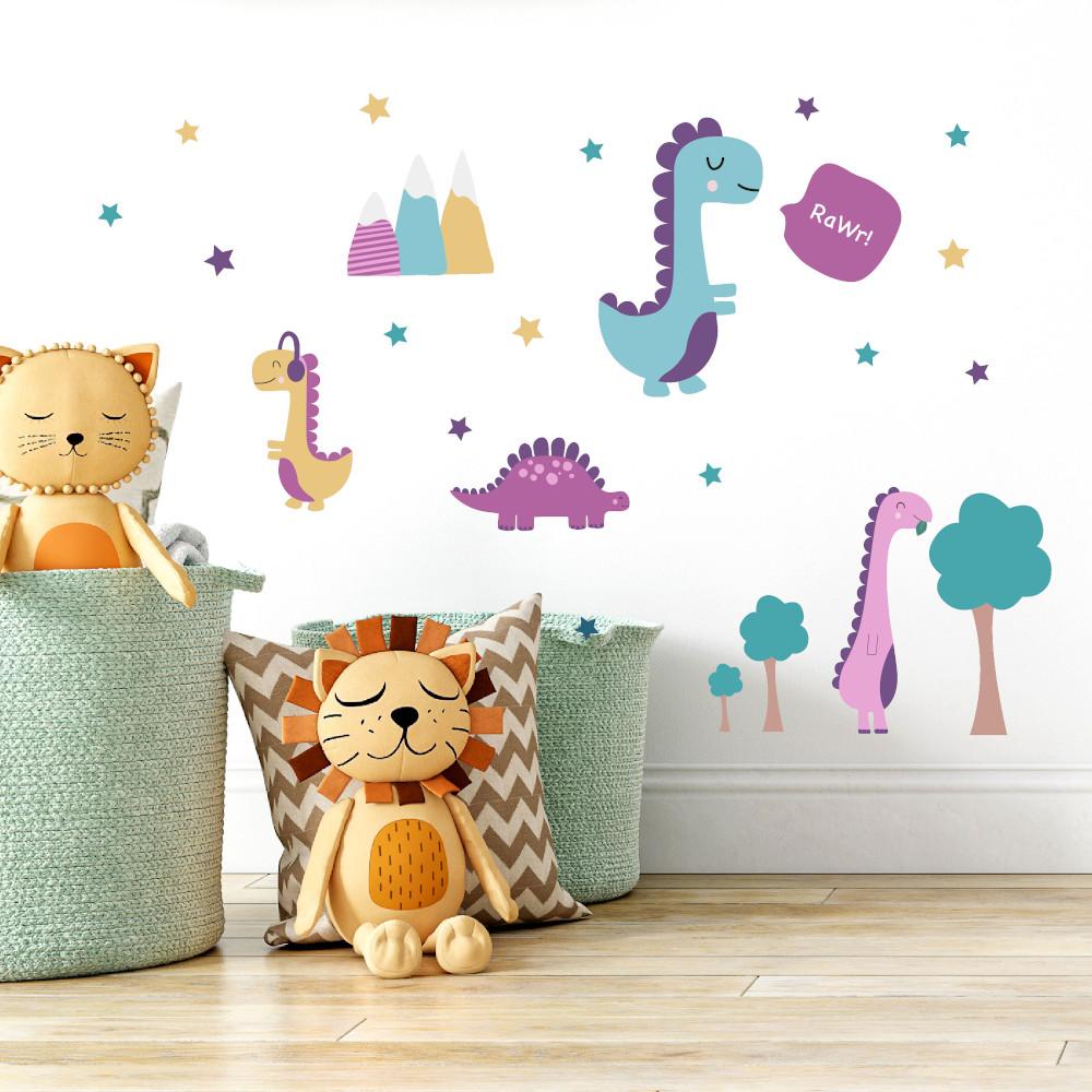 Wall sticker "Pink dinosaur" for kids room | Hipi.co.uk | Name Labels